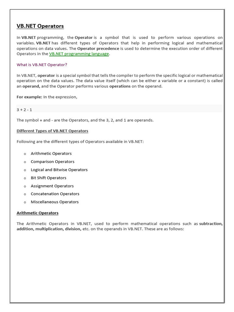 Lecture 6 Operators In Pdf