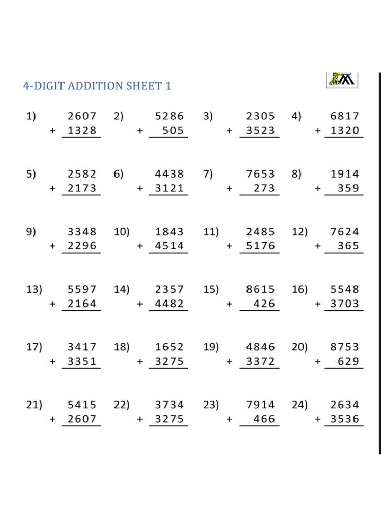 4 Digit Addition | PDF