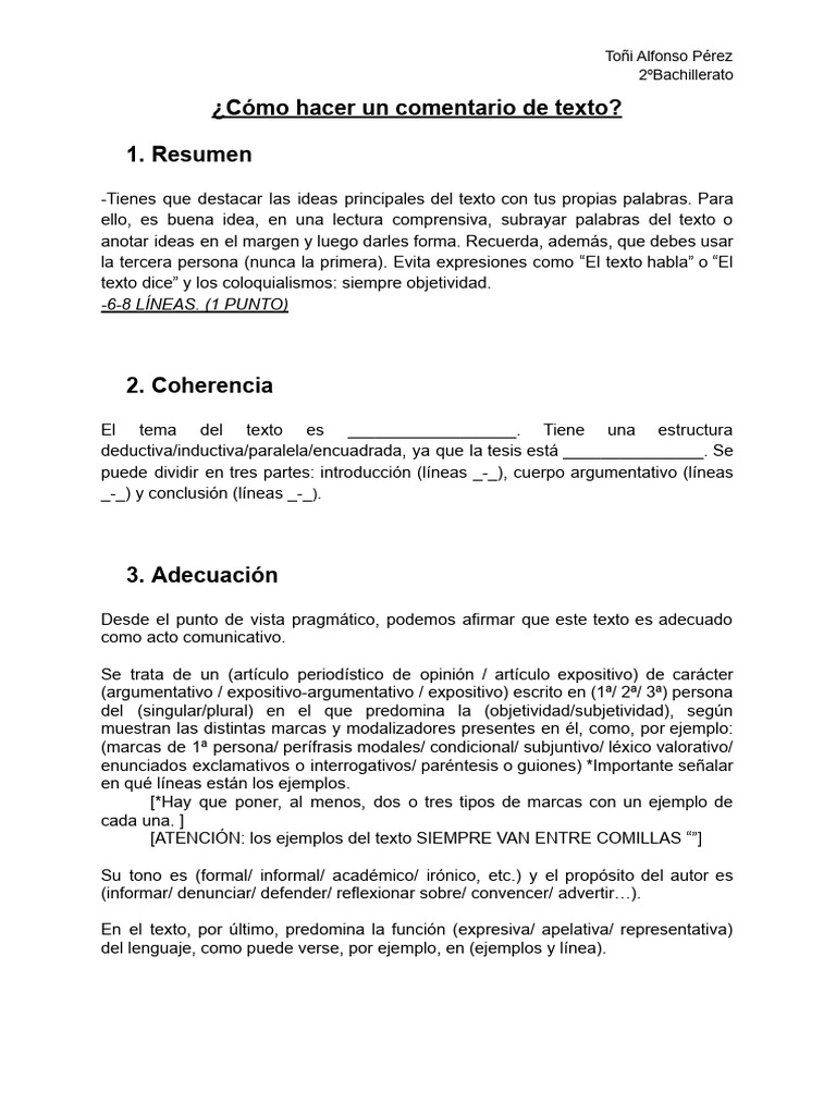 ¿Cómo Hacer Un Comentario de Texto | PDF