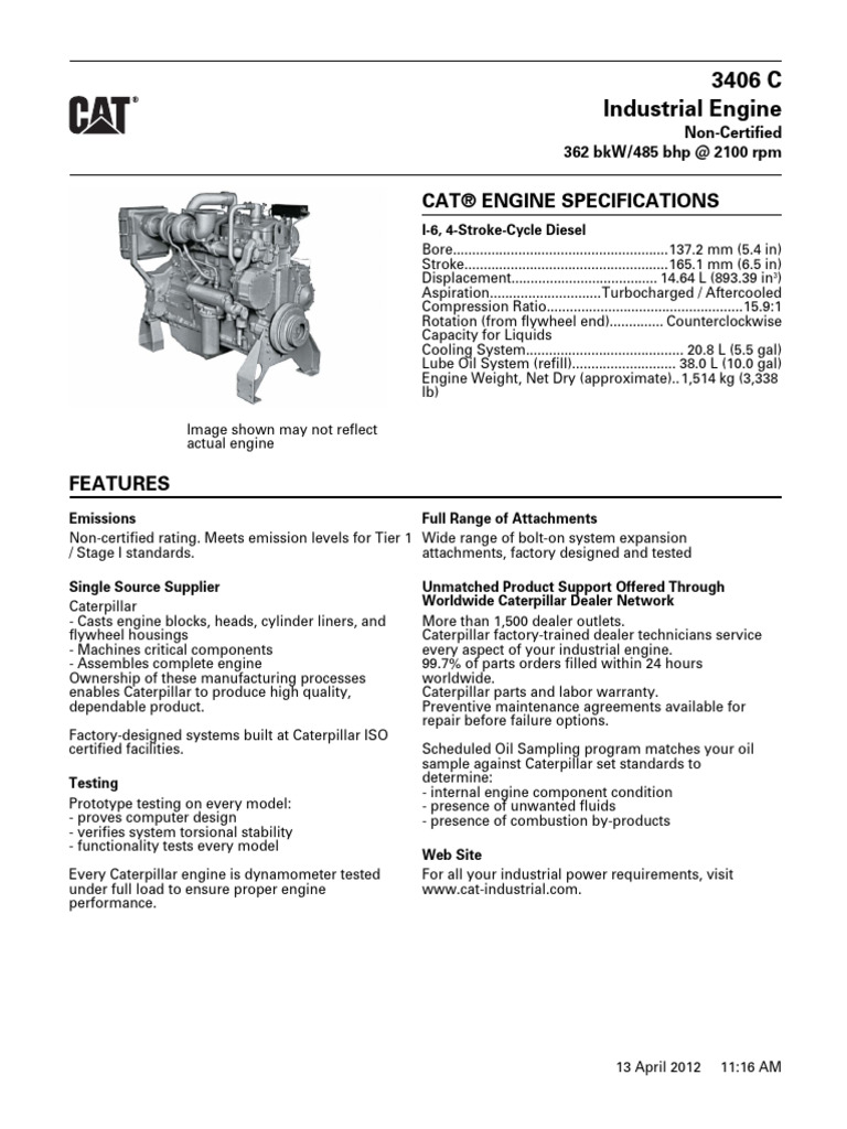 CAT 3406C Industrial Engine General Specs | PDF
