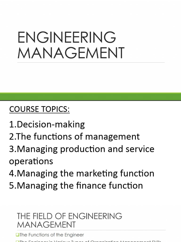 Engineering Management | PDF