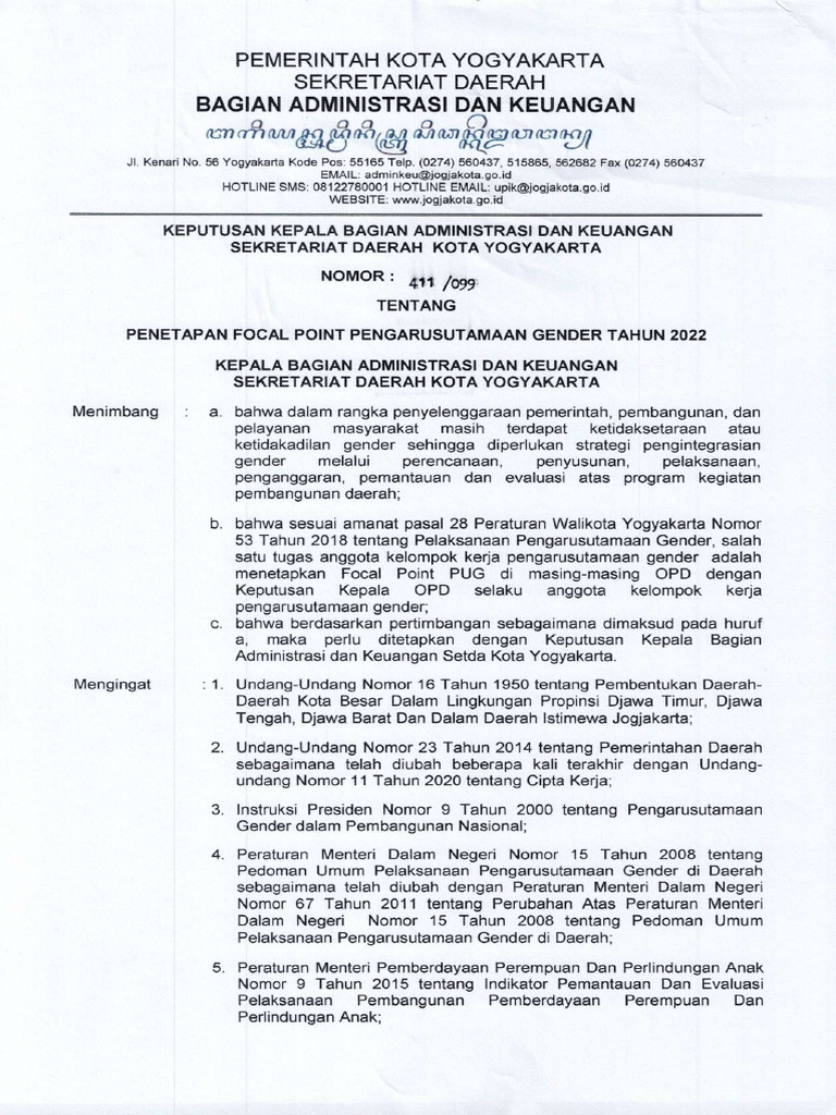 SK Kabag Focal Point Pug Tahun 2022 11416 | PDF