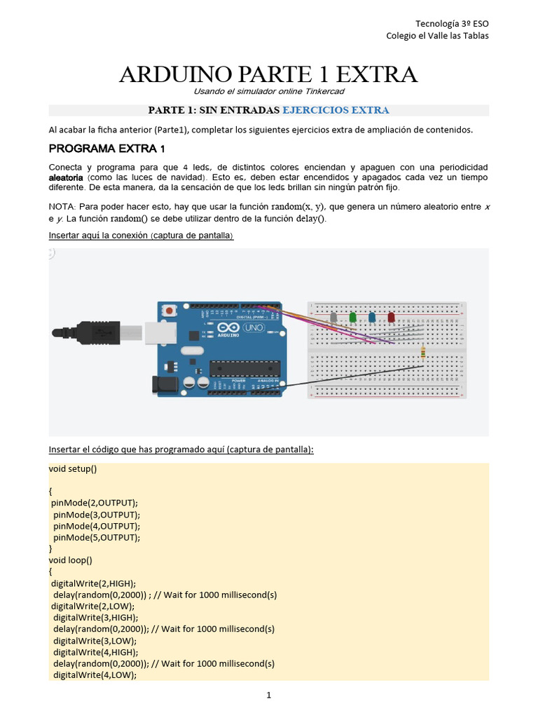 Actividades Arduino Parte 1 Ejercicios Extra - Hechospablo201 | PDF