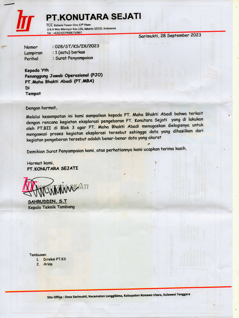 Surat Penyampaian | PDF