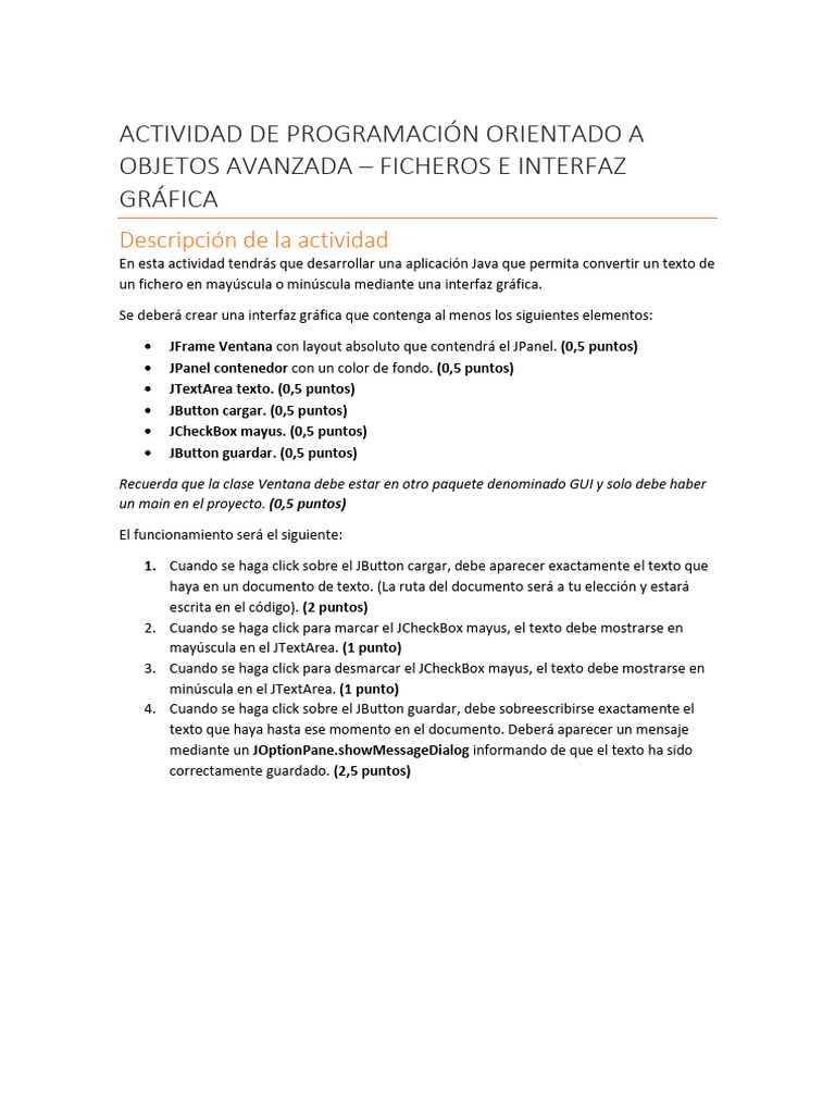 Actividades Ficheros e Interfaces GrÃ¡ficas | PDF