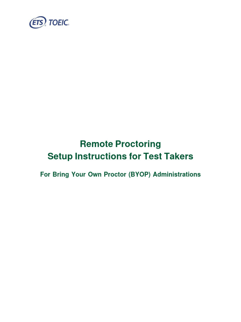 Remote Proctoring Setup For Test Takers - BYOP | PDF