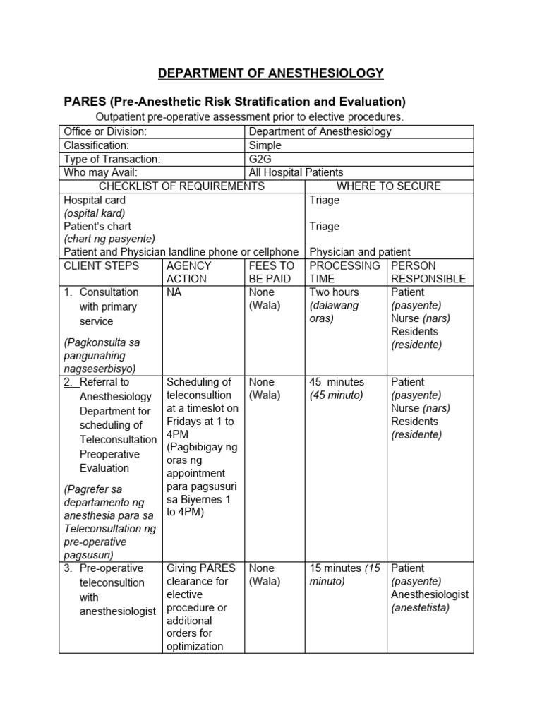 Department of Anesthesiology | PDF