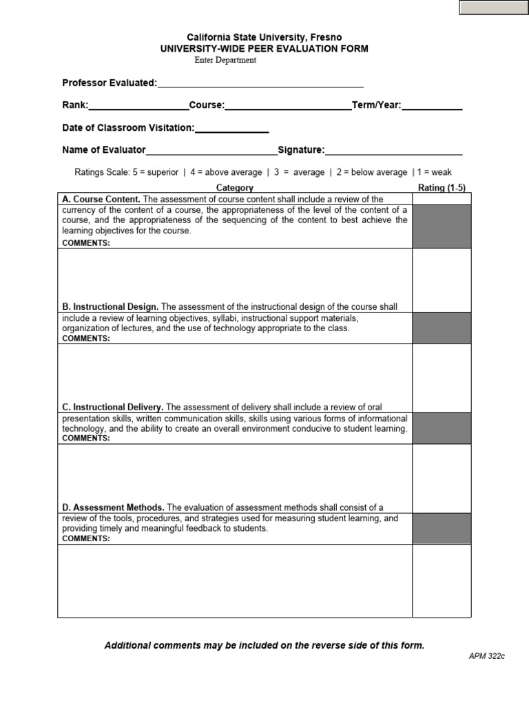 Peer Evaluation Form 09 | PDF