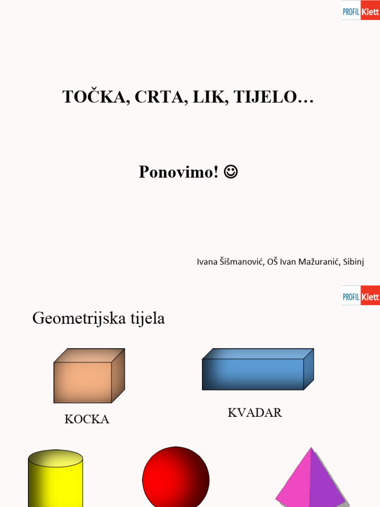 Geometrijska Tijela I Likovi Crte I Tocke | PDF