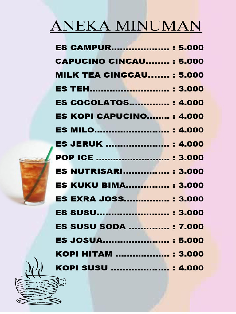 Contoh Daftar Menu Minuman | PDF