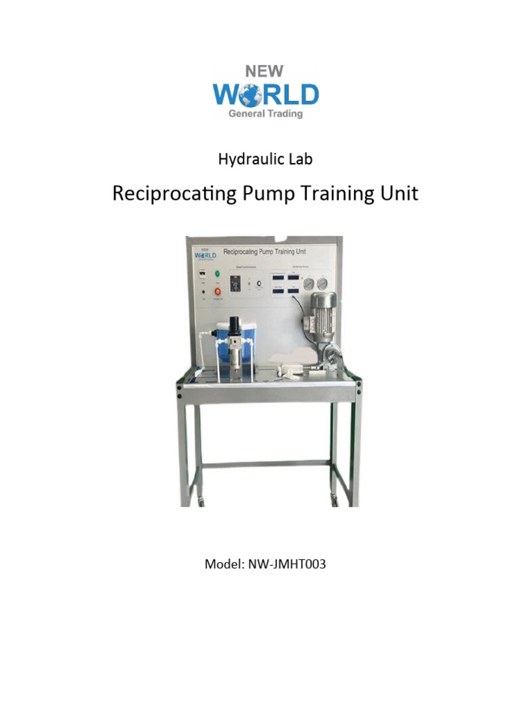 Reciprocating Pump Training Unit Manual | PDF | Pump | Mechanical Engineering