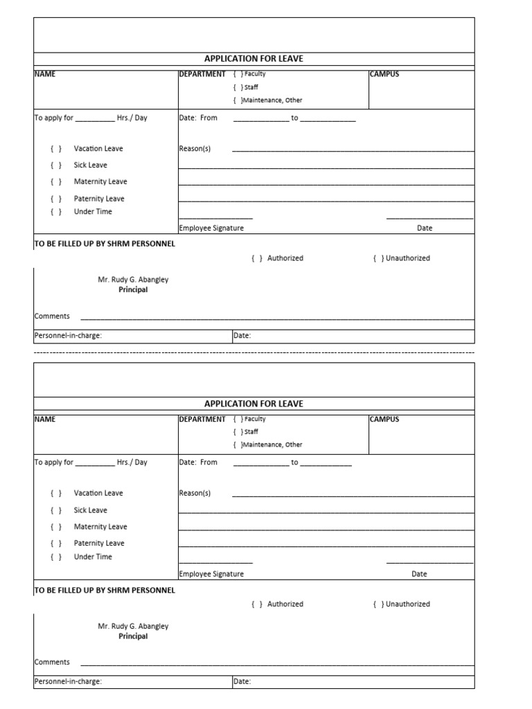 SAMPLE LEAVE FORM | PDF