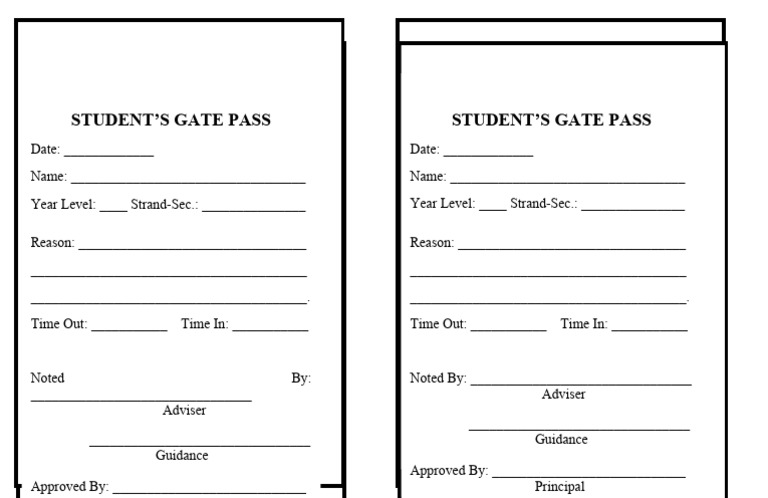 SAMPLE STUDENT GATE PASS | PDF