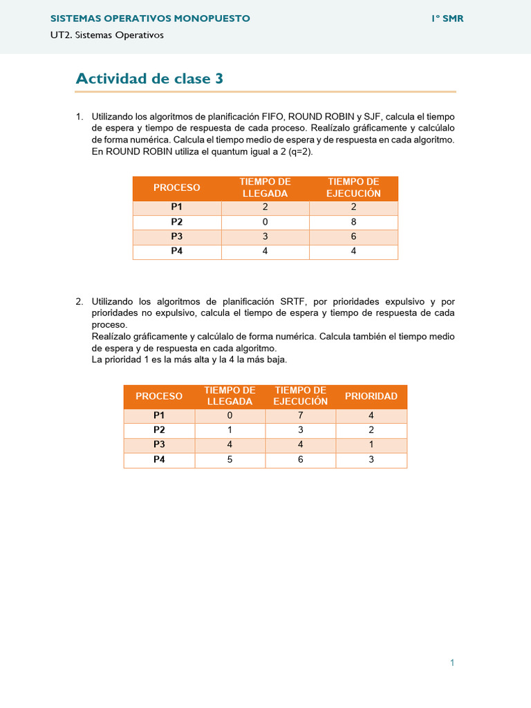 UT3. Actividad Procesos | PDF