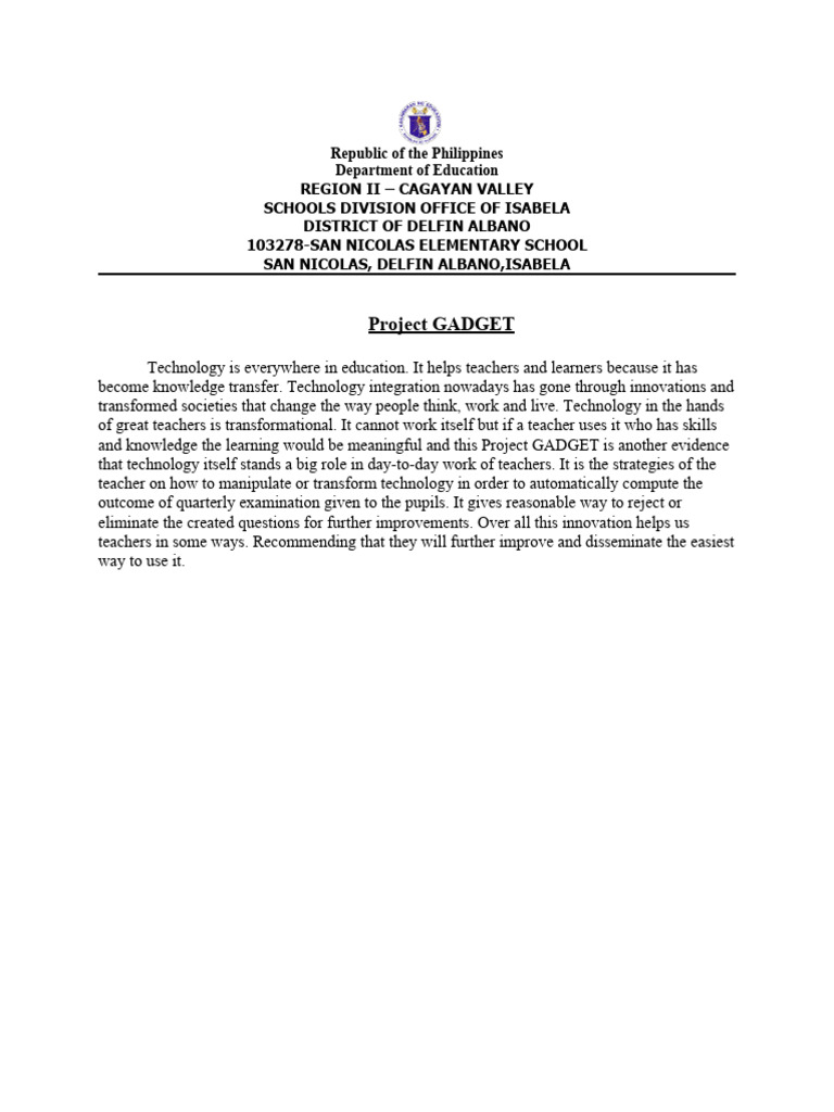 Project Gadget | PDF