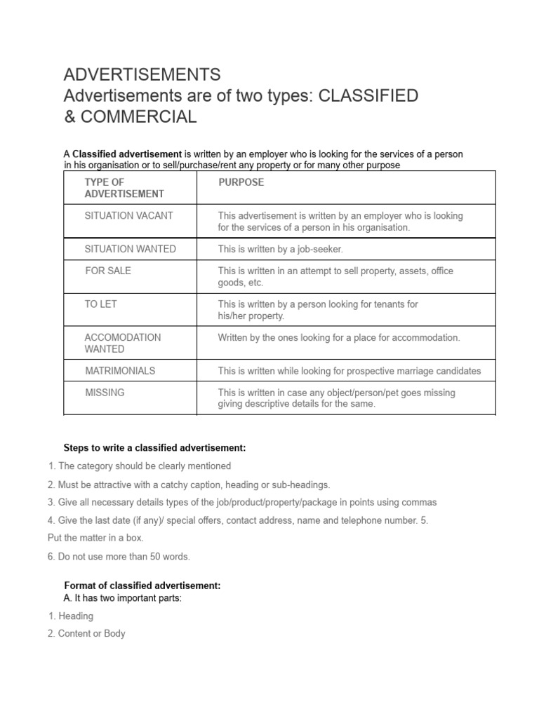 ADVERTISEMENTS CLASS 11 | PDF
