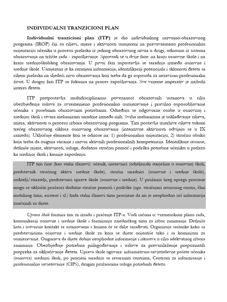 ITP Obrazac | PDF