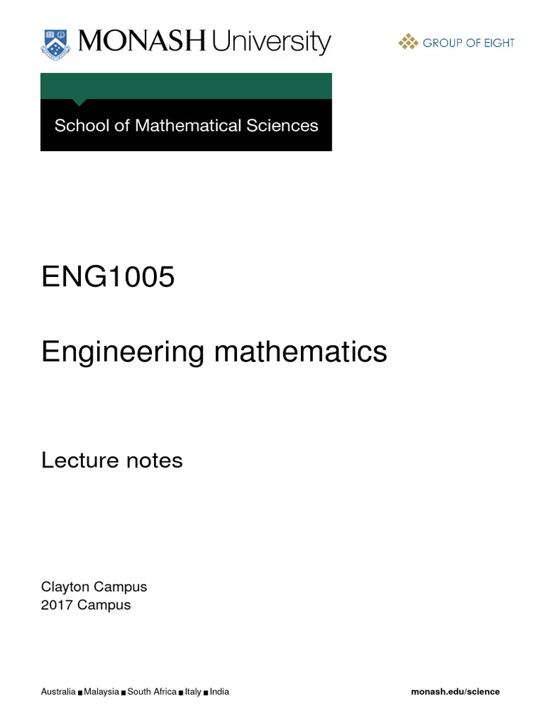 ENG1005 Differential Equations Notes | PDF
