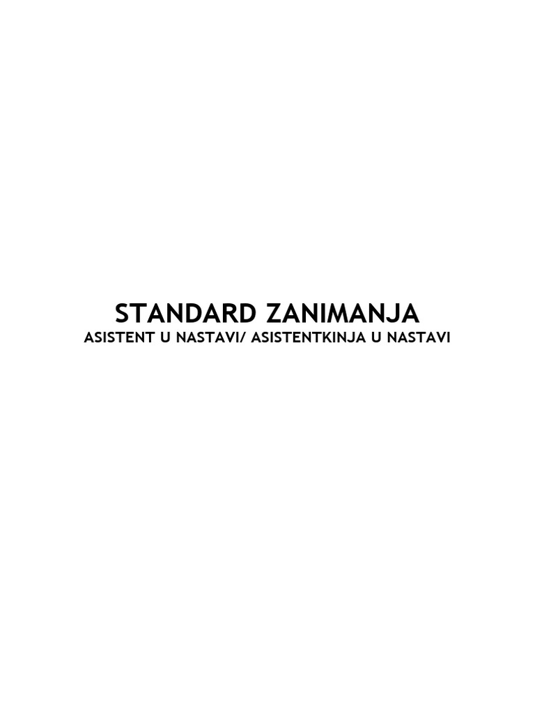 Usvojeni Standard Asistent U Nastavi | PDF