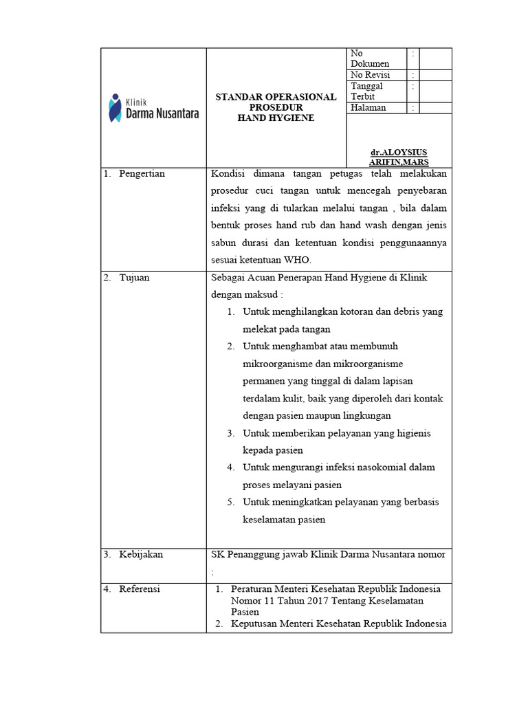 Sop Hand Hygiene | PDF