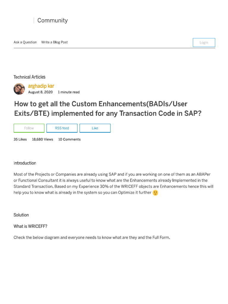 How To Get All The Custom Enhancement Implemented For Any T-Code in SAP | PDF