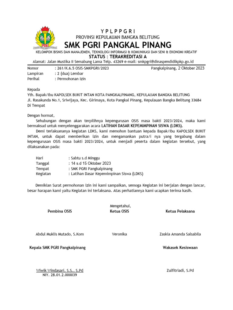 Contoh Surat Permohonan Izin LDKS SMAN 1 CIKIDANG | PDF Contoh Surat Permohonan Izin LDKS SMAN 1 CIKIDANG | PDF