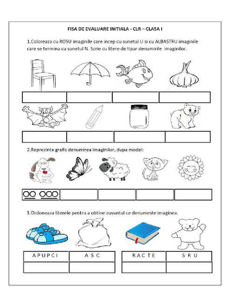 Fisa Evaluare Initiala CLR Clasa I | PDF