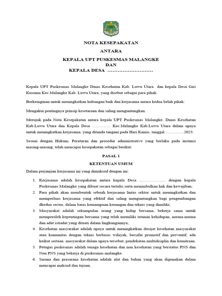 Nota Kesepakatan Pdf