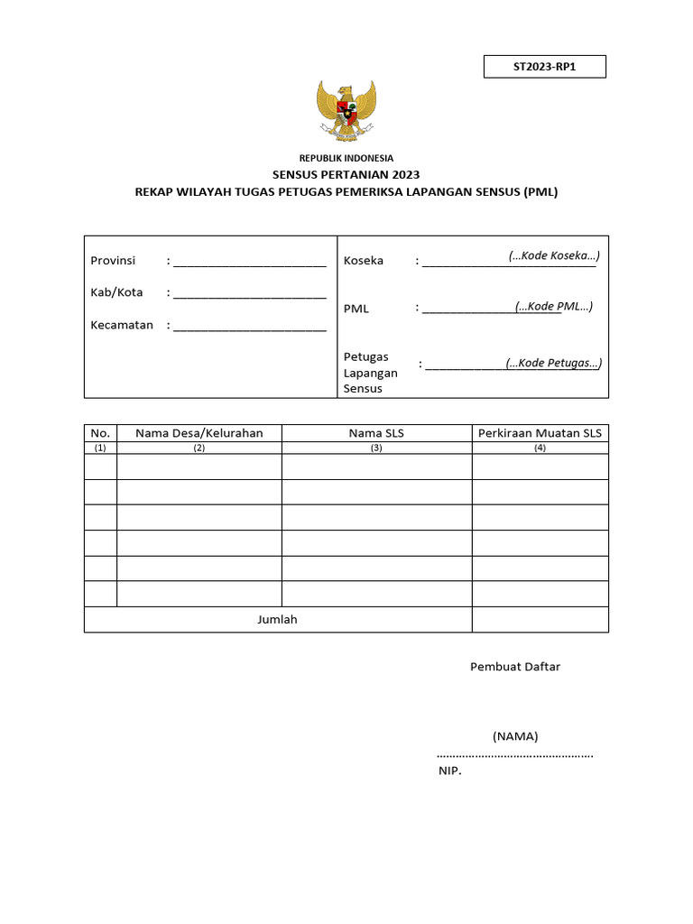 Lampiran 23 - Rekap Wilayah Tugas Petugas Lapangan Sensus | PDF