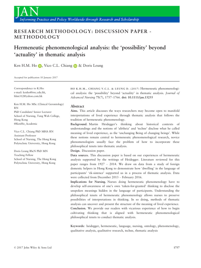 Phenomenological Thematic Analysis | PDF