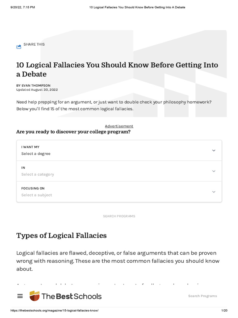 10 Logical Fallacies You Should Know Before Getting Into A Debate | PDF ...