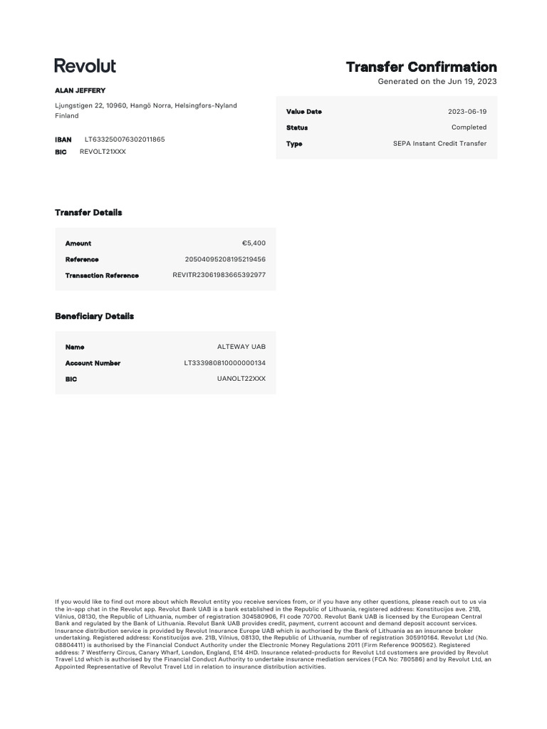 Transaction Confirmation Report - en GB - E61ffb | PDF