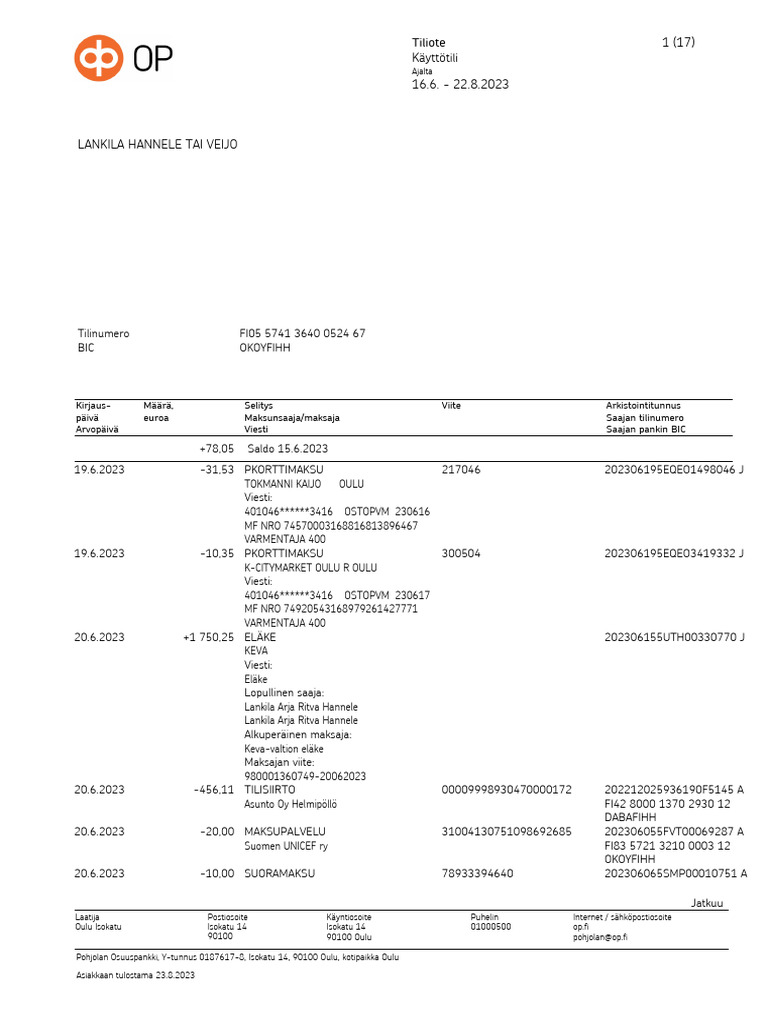 Tiliote20230616 20230822 | PDF