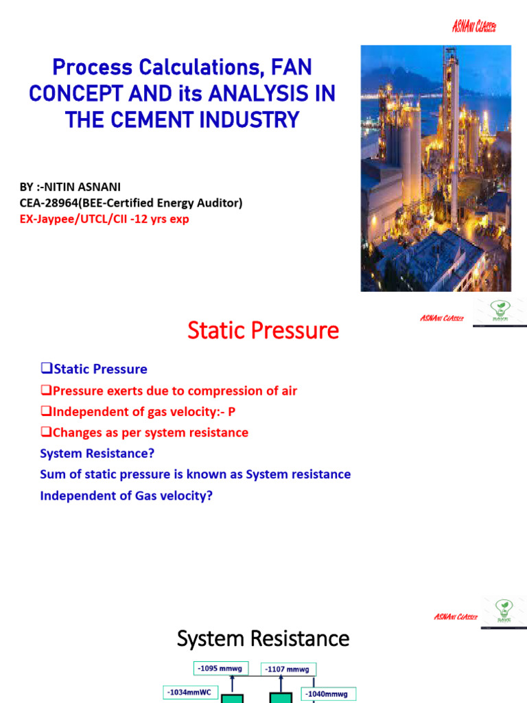 Process Calculations & Fan Audit Module in Cement Industry | PDF | Gases | Pressure