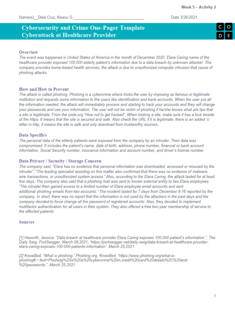 Elara Caring Phishing Attack Overview | PDF