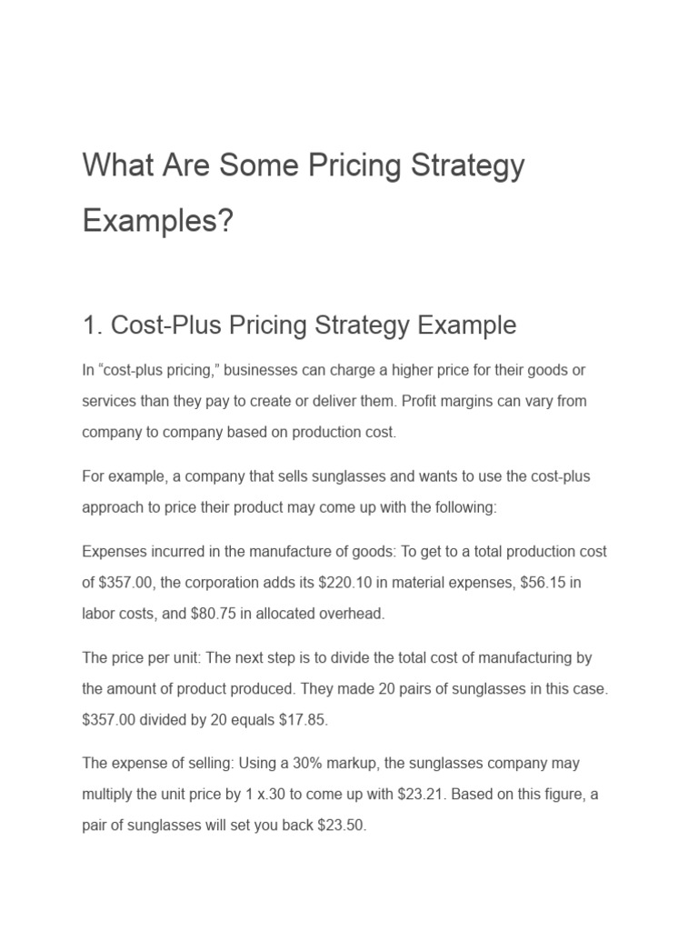 What Are Some Pricing Strategy Examples | PDF