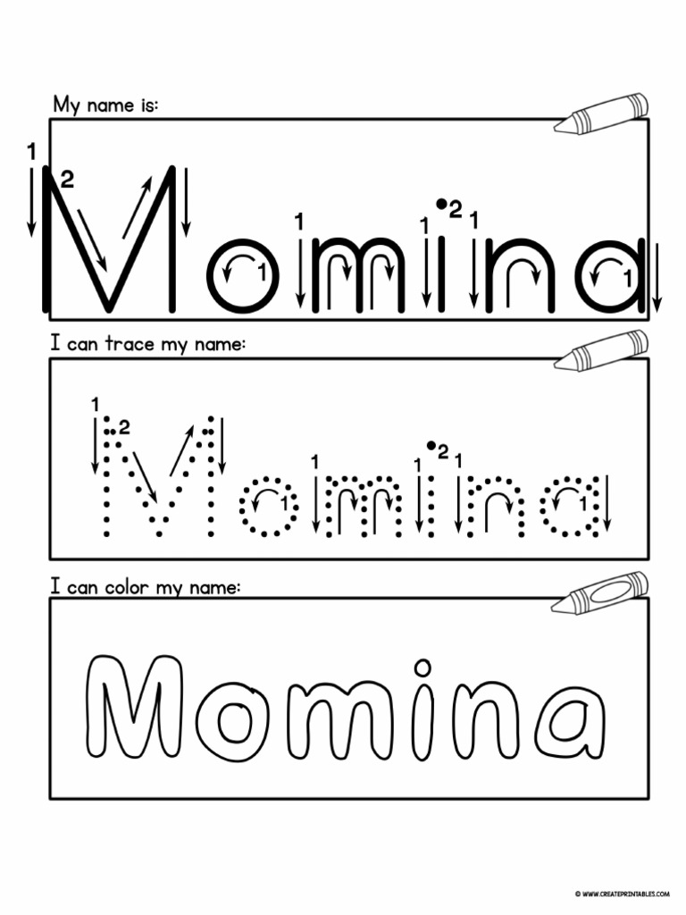 Momina-Name Tracing Practice | PDF
