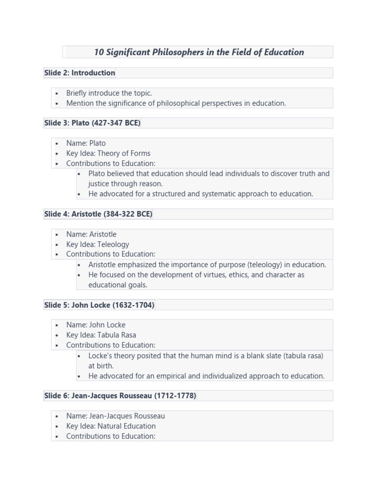 10 Significant Philosophers in The Field of Education | PDF | Immanuel ...