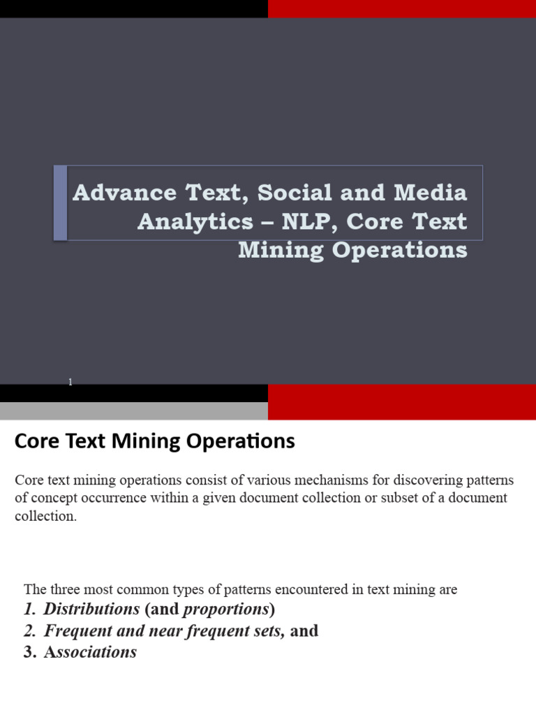 Lecture 4, 5, 6 - Core Text Mining Operations | PDF
