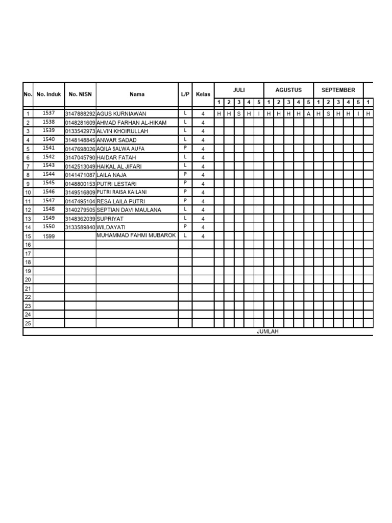 Absensi Guru Olahraga | PDF