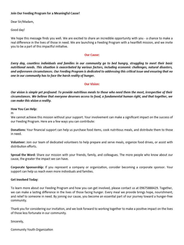 Feeding-Program-Solicitation Sample | PDF