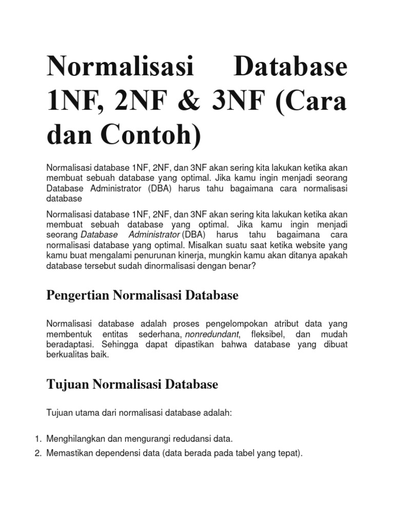 Normalisasi Database 1NF | PDF