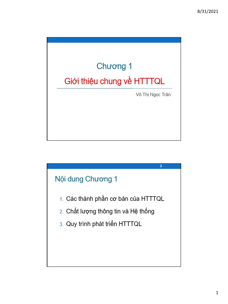 Giới thiệu chung về HTTTQL: Chương 1 | PDF