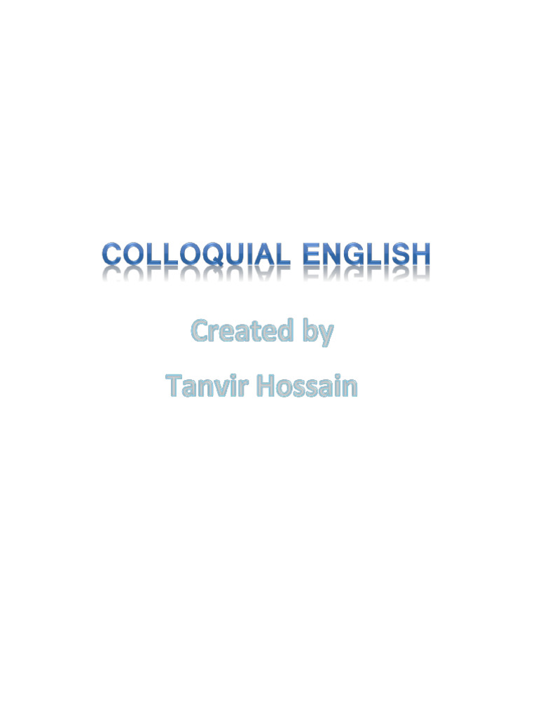 Colloquial English Expressions - Notes | PDF