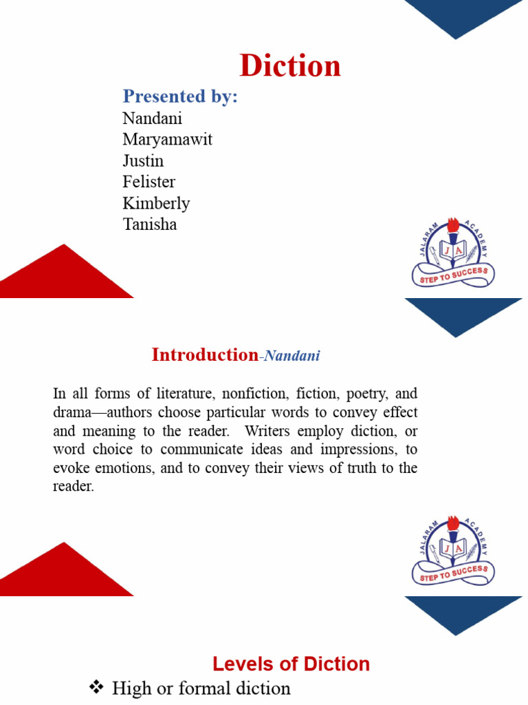 Diction Presentation by Jalaram Academy | PDF