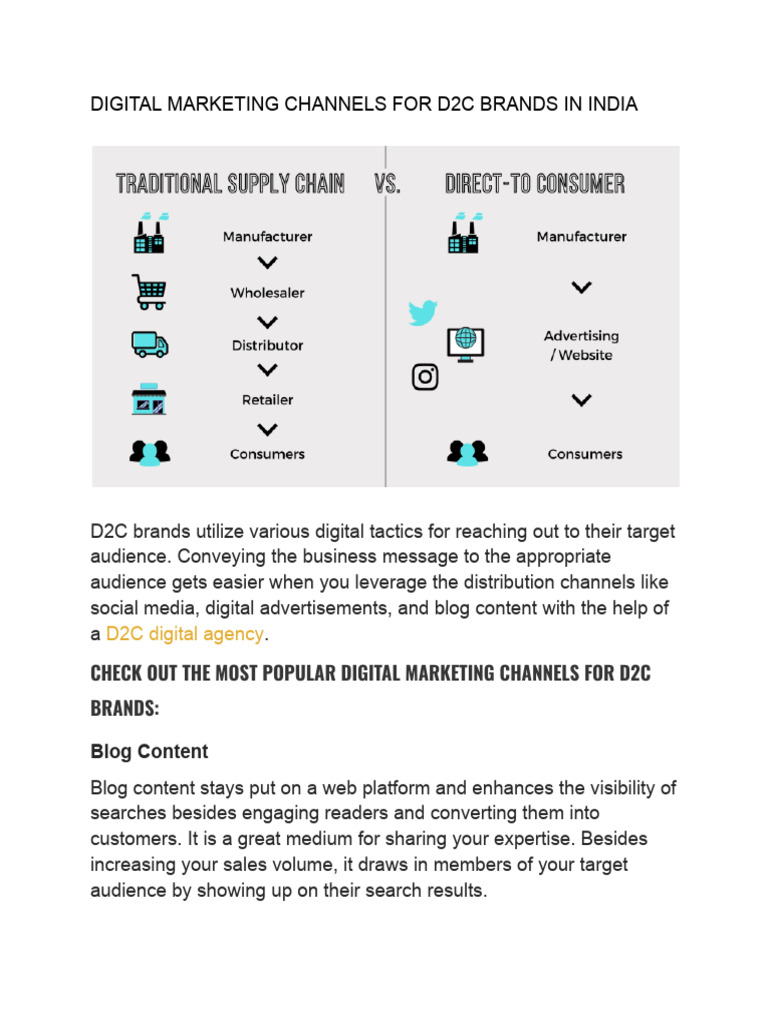 Digital Marketing Channels For D2C Brands in India | PDF | Digital ...