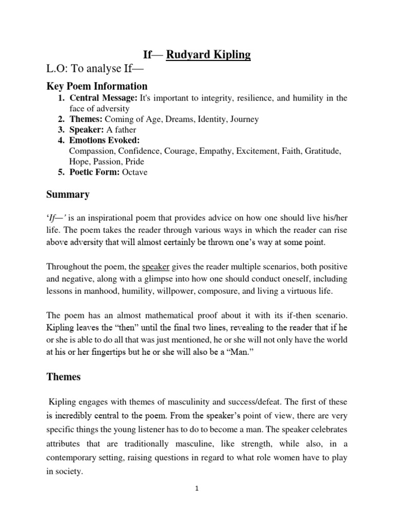If - Analysis Notes | PDF