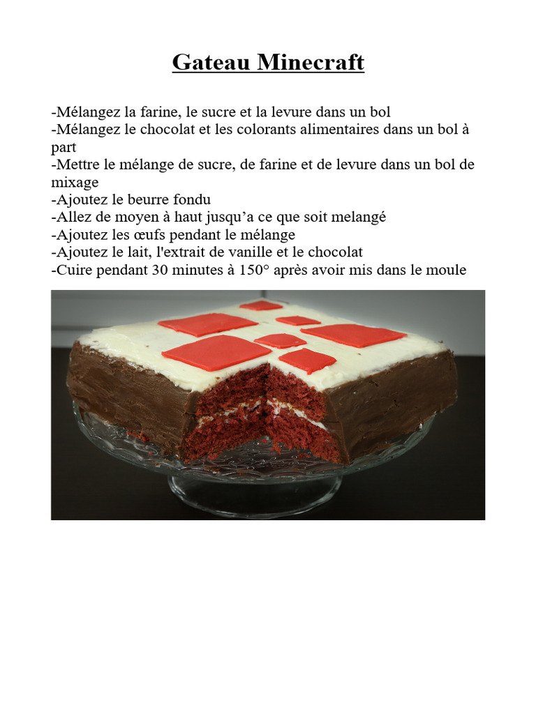 Recette Gateau Minecraft | PDF