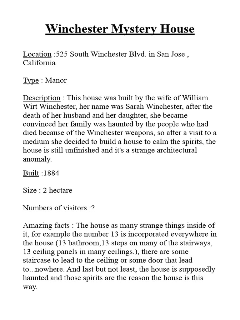 Winchester Mystery House | PDF