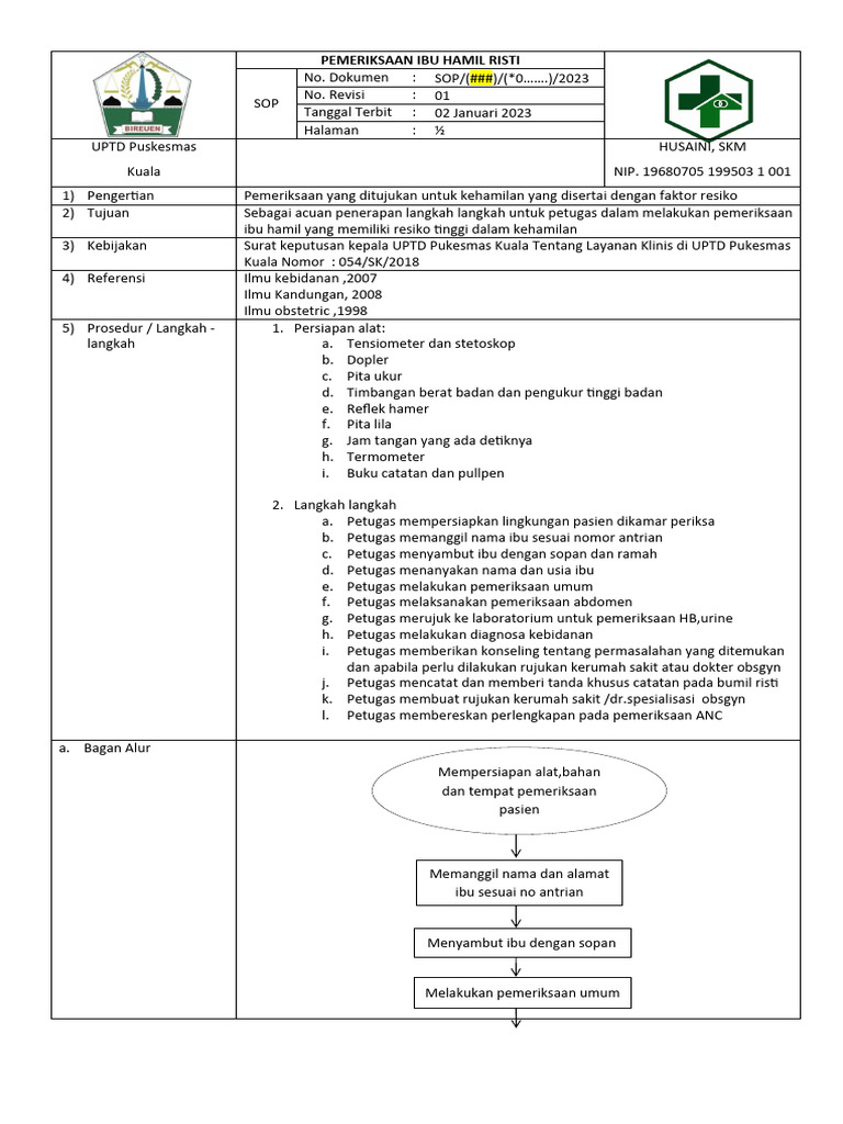 FORM SOP bumil resti | PDF